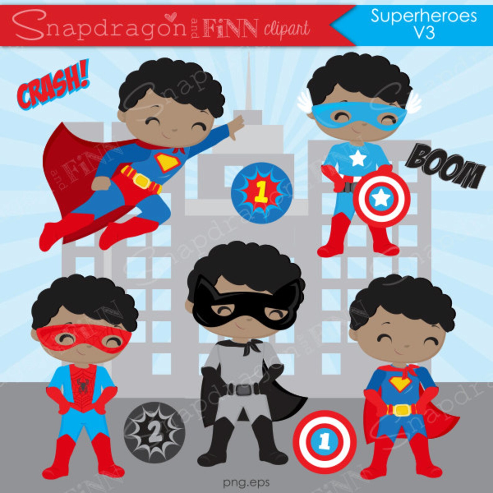BUY5GET5 Superhero Boys Clipart Superhero Vector Clipart | Etsy