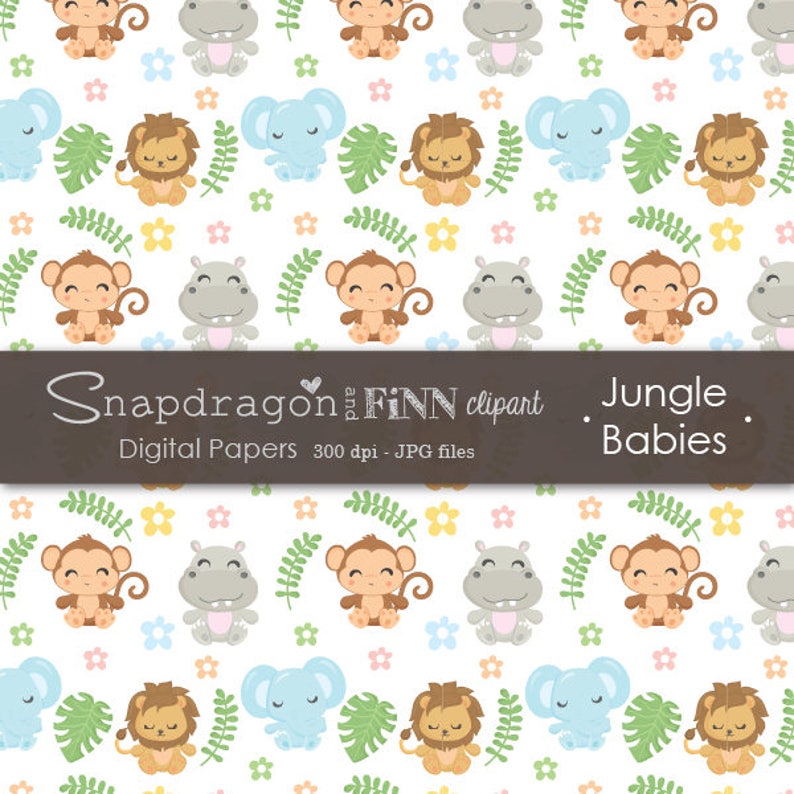 BUY5GET5 Baby Animal Digital Papers, Jungle Animal Digital Papers ...