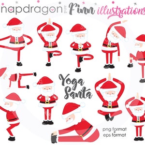 BUY5GET5 Yoga Santa Clipart, Christmas Clipart, Christmas Yoga, Cute ...