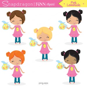 BUY5GET5 Pink Lemonade Clipart, Lemonade Stand Clipart, Pink Lemonade ...