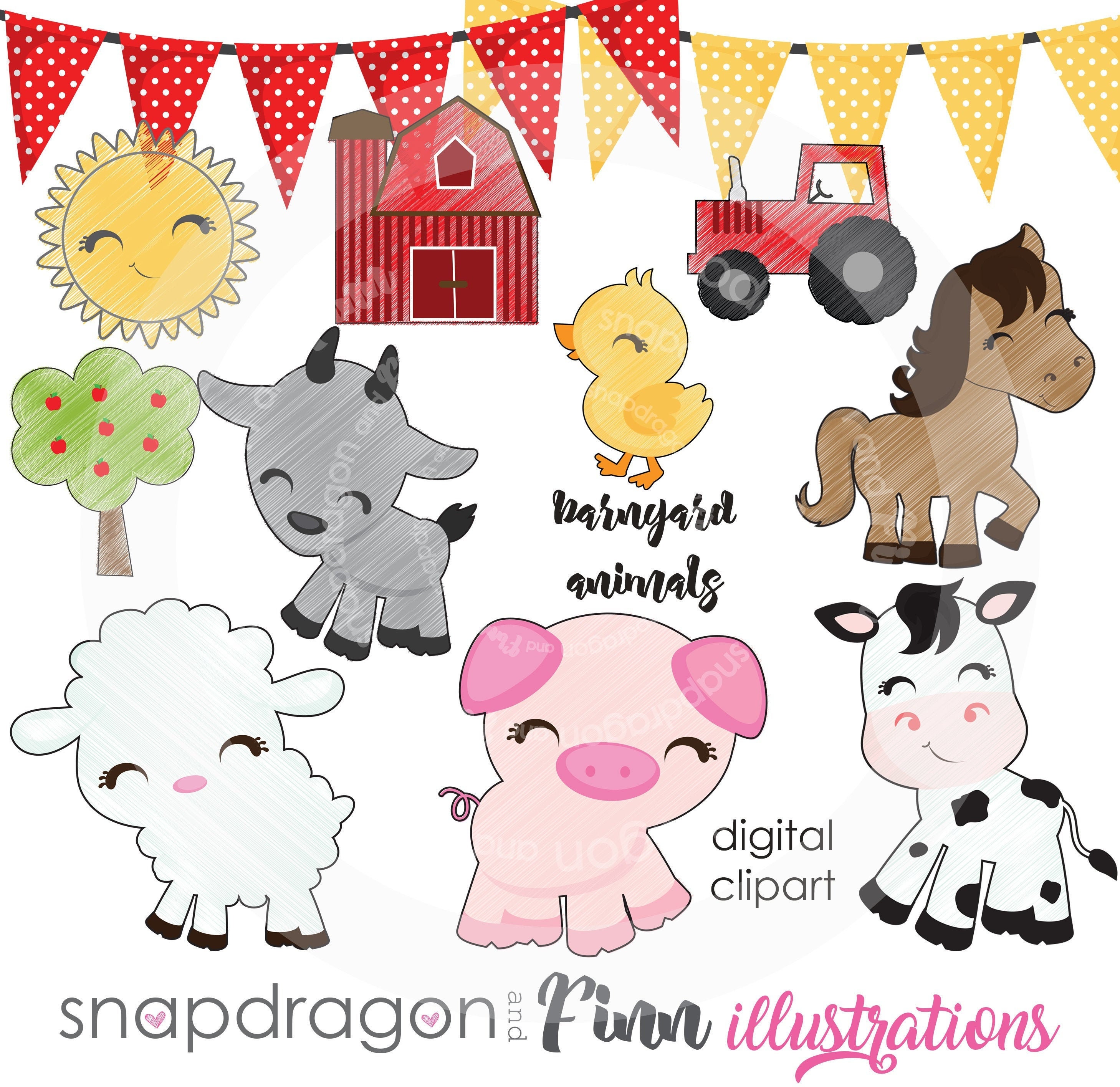 BUY5GET5 Barnyard Chalkboard Clipart Farm Clipart Barnyard - Etsy