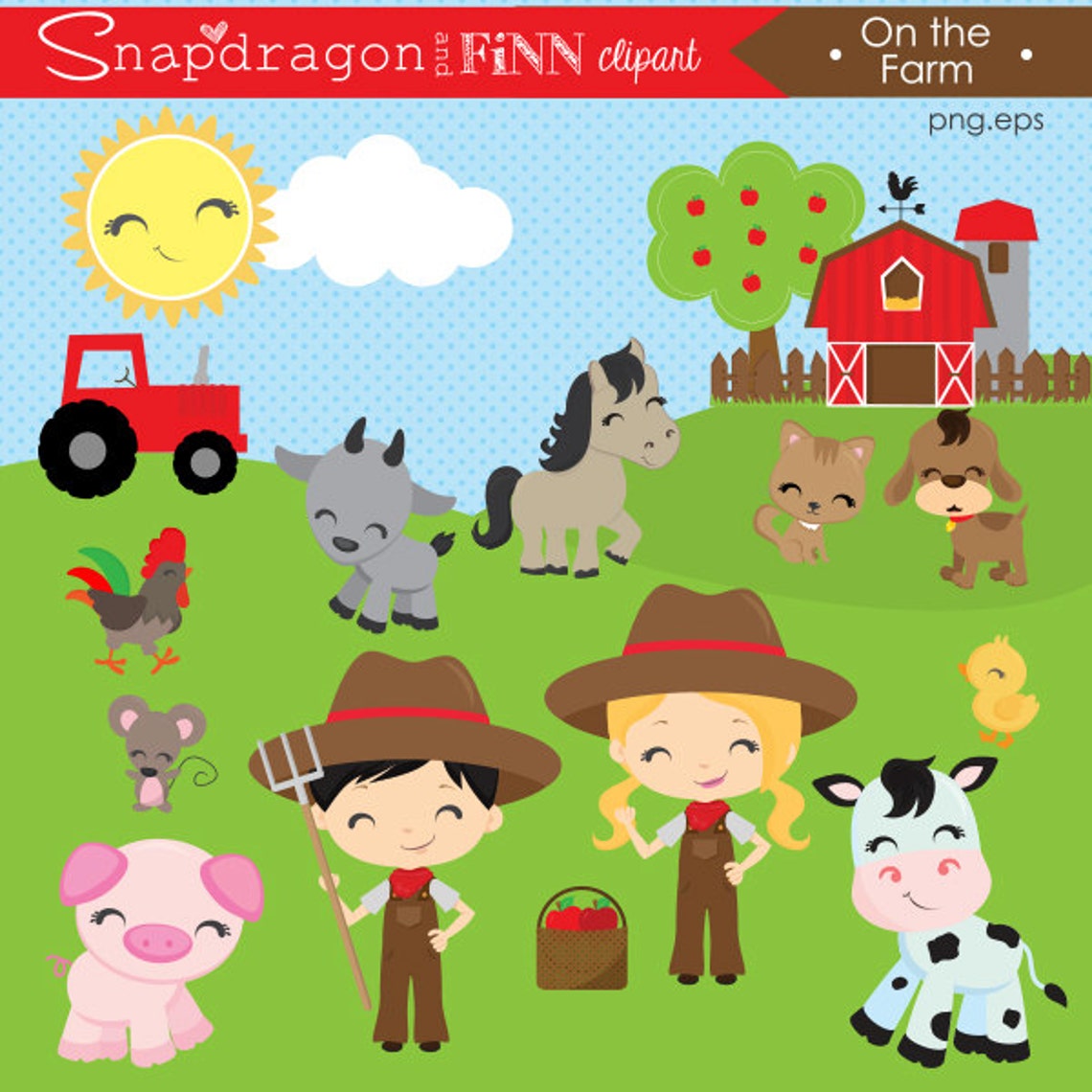 BUY5GET5 Barnyard clipart Farm clipart Farm Animal clipart | Etsy