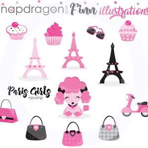 BUY5GET5 Paris Girl Clipart, Paris Clipart, Shopping Clipart, Cute ...