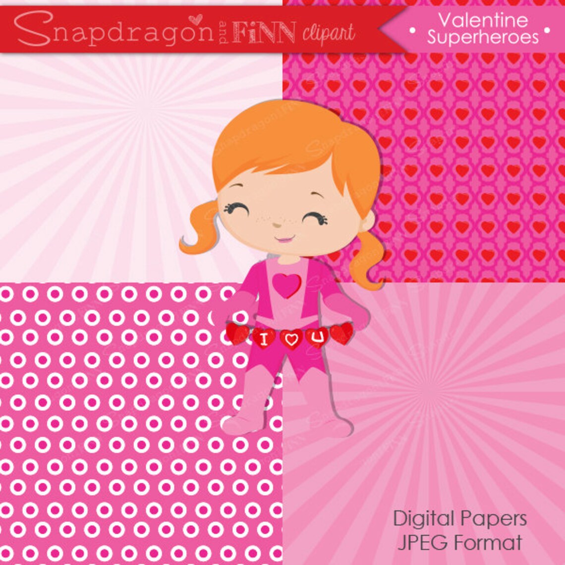 BUY5GET5 Valentine Superhero Clipart Valentine clipart | Etsy