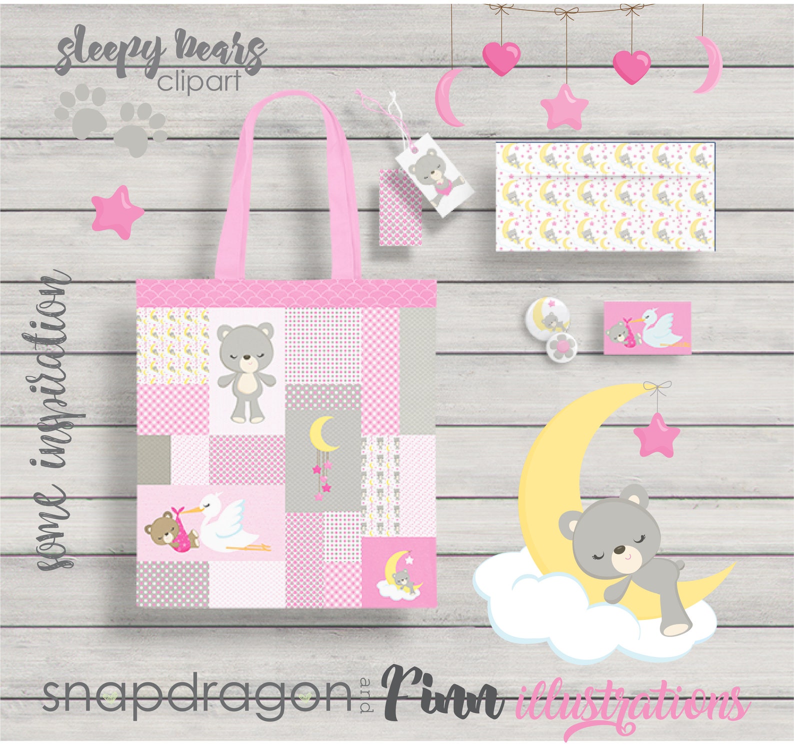 BUY5GET5 Sleepy Bears Digital Papers, Cute Bear Pattern, Patchwork ...
