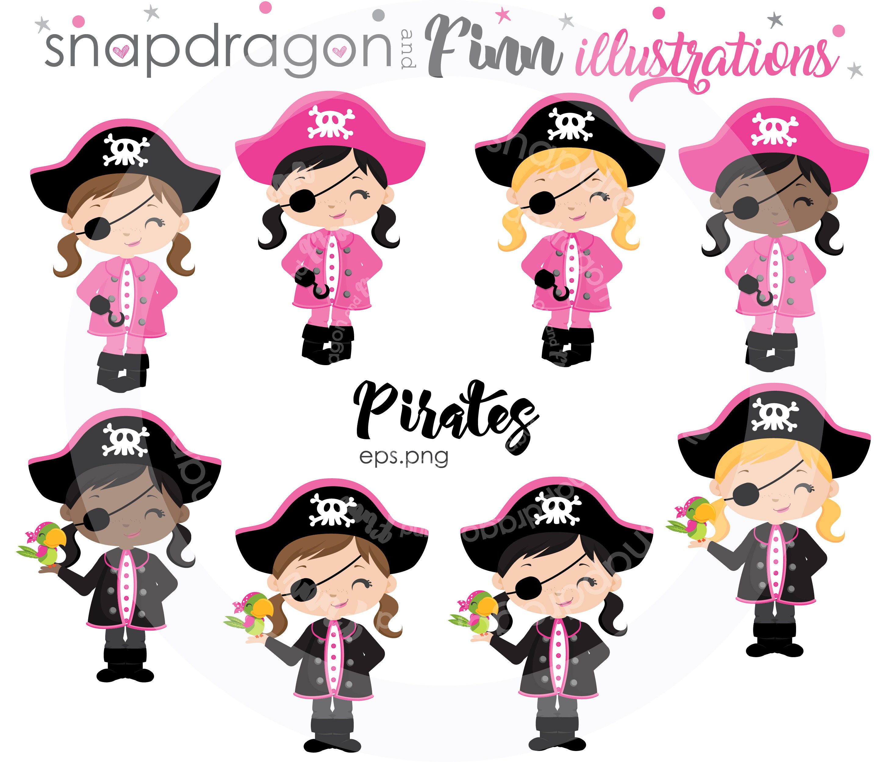 Girl Pirate Cartoon Pink