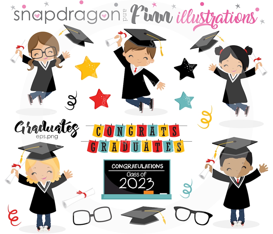 BUY5GET5 Graduation Clipart, Grad Clipart, End of School, Graduation ...