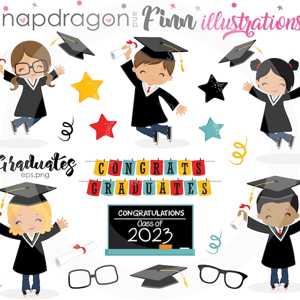 Graduation Clipart Kids - Etsy