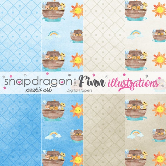Watercolor Noah's Ark Digital Papers Watercolor Digital - Etsy Canada