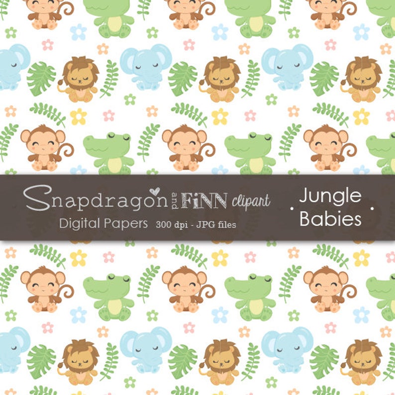 BUY5GET5 Baby Animal Digital Papers, Jungle Animal Digital Papers ...