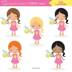 BUY5GET5 Pink Lemonade Clipart, Lemonade Stand Clipart, Pink Lemonade ...