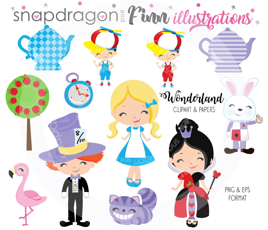 BUY5GET5 Wonderland Clipart Alice in Wonderland Clipart | Etsy