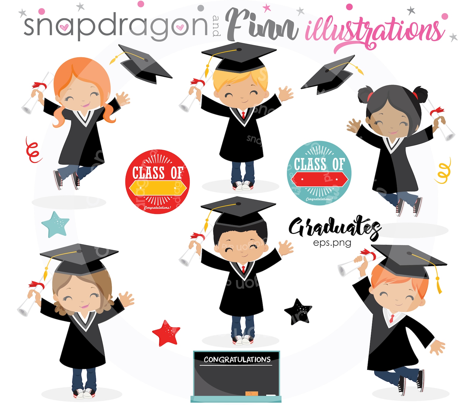 BUY5GET5 Graduation Clipart Grad Clipart End of School - Etsy