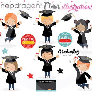 BUY5GET5 Graduation Clipart, Grad Clipart, End of School, Graduation ...