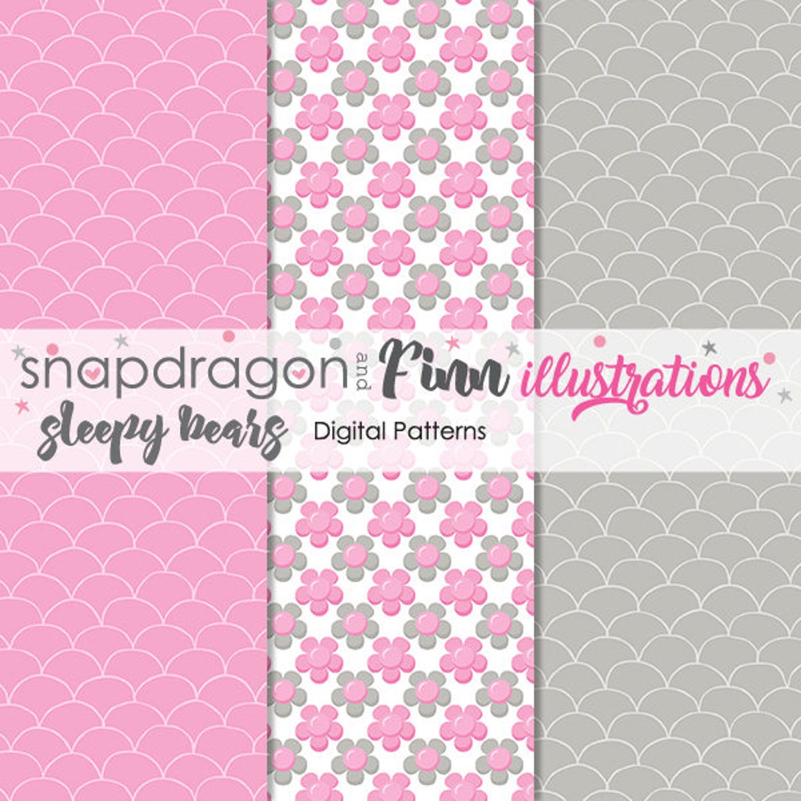 BUY5GET5 Sleepy Bears Digital Papers, Cute Bear Pattern, Patchwork ...