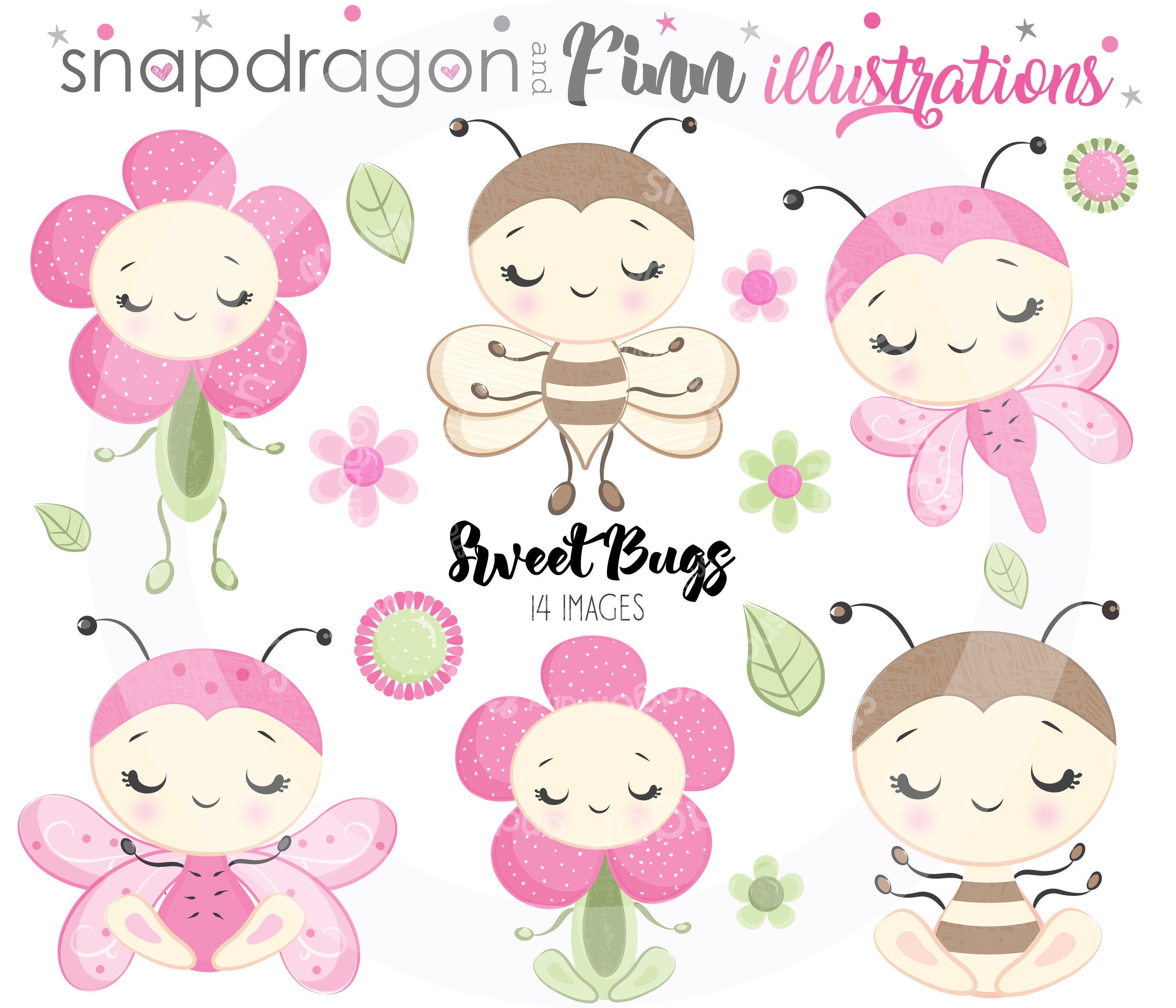BUY5GET5 Sweet Bugs Clipart Cute Baby Bugs Digital Clipart - Etsy