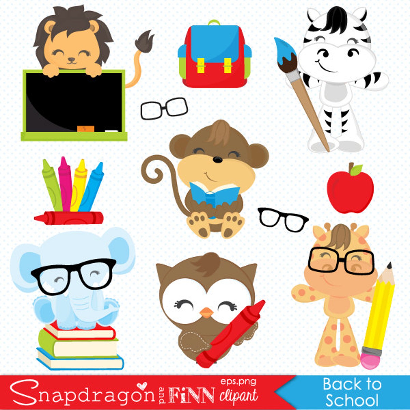 BUY5GET5 School Clipart Back to School Clipart Bus Clipart - Etsy