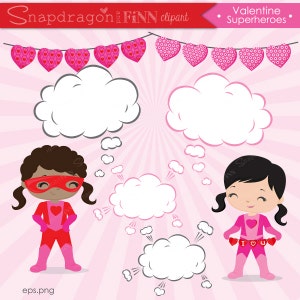 BUY5GET5 Valentine Superhero Clipart, Valentine Clipart, Superhero ...