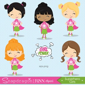 BUY5GET5 Pink Superhero Girl Clipart, Girl Superhero, Speech Bubble ...