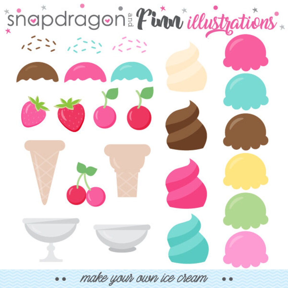 BUY5GET5 Ice Cream Clipart Make Your Own Ice Cream Clip Art | Etsy Canada
