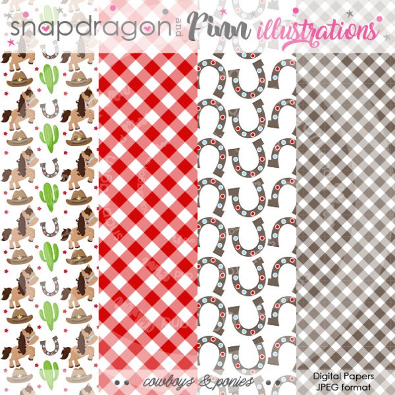 Cowboy Digital Papers Western Digital Papers Pony Digital - Etsy