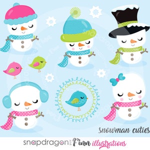 BUY5GET5 Snowman Clipart, Winter Clipart, Cute Snowman Clip Art ...