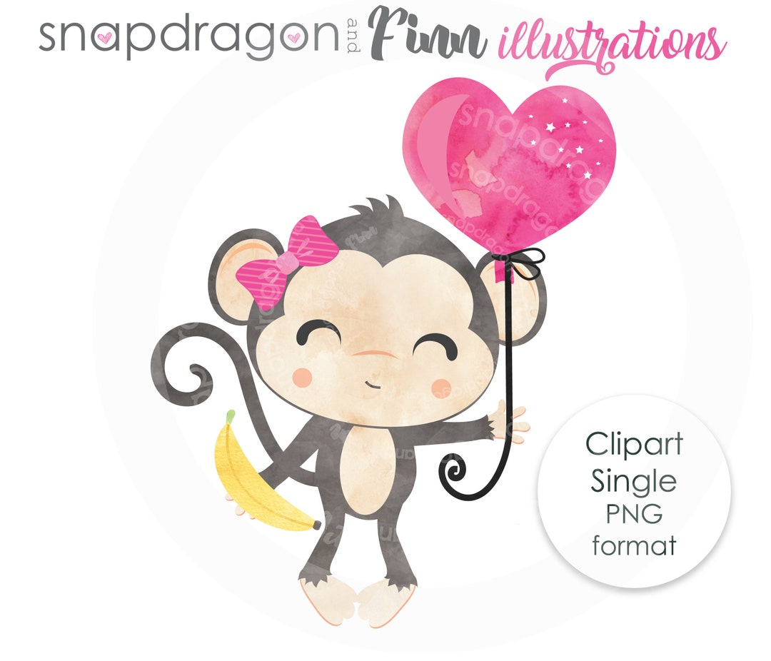Monkey Girl Clipart, Watercolor Monkey Clipart, Girl Monkey With ...