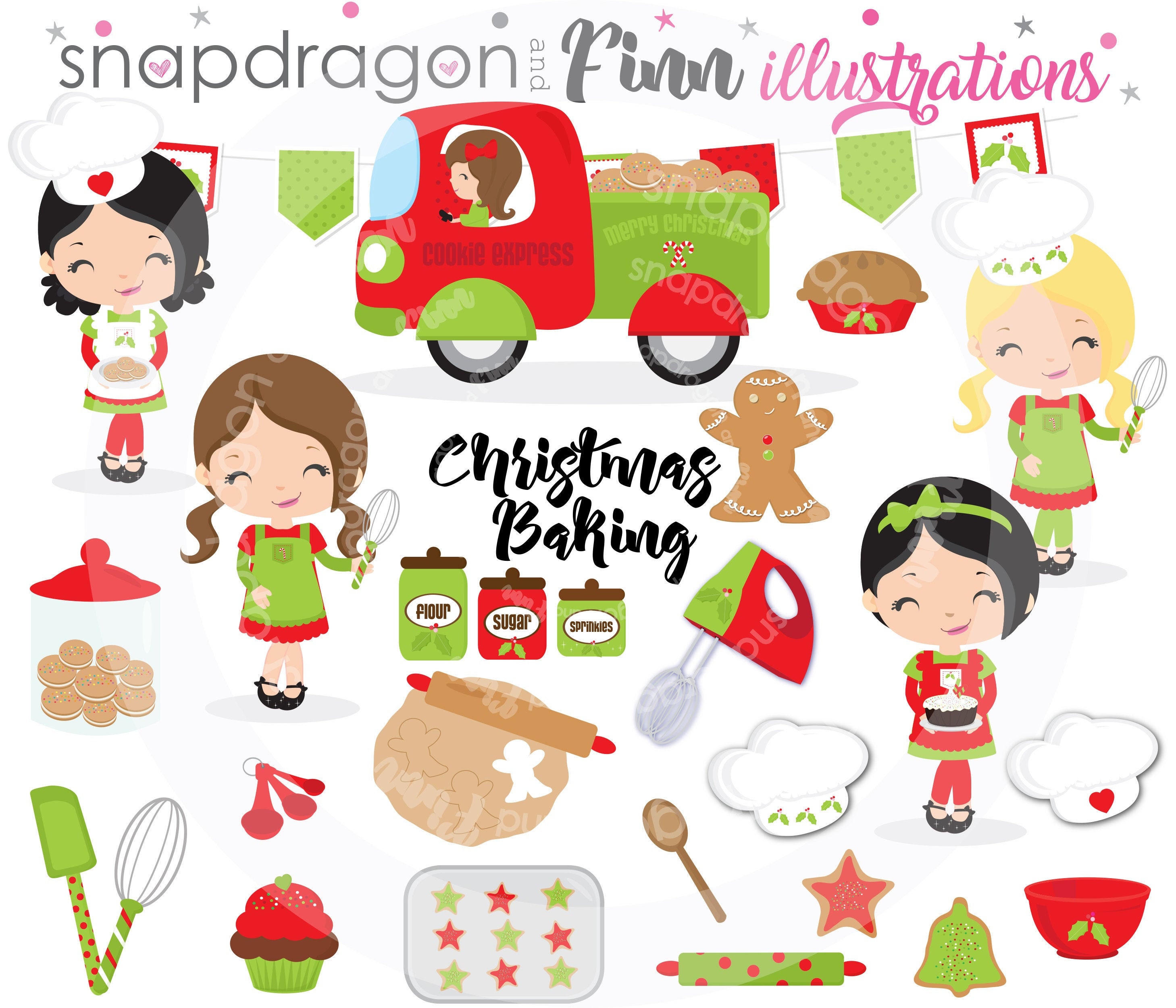 BUY5GET5 Christmas Baking Clipart Christmas clipart Baking | Etsy