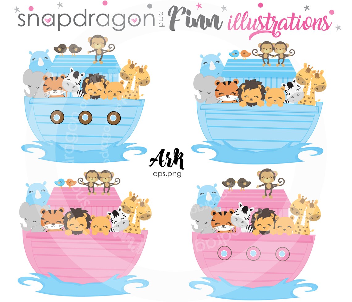 BUY5GET5 Ark Clipart Noah's Ark Clip Art Ark Animals | Etsy