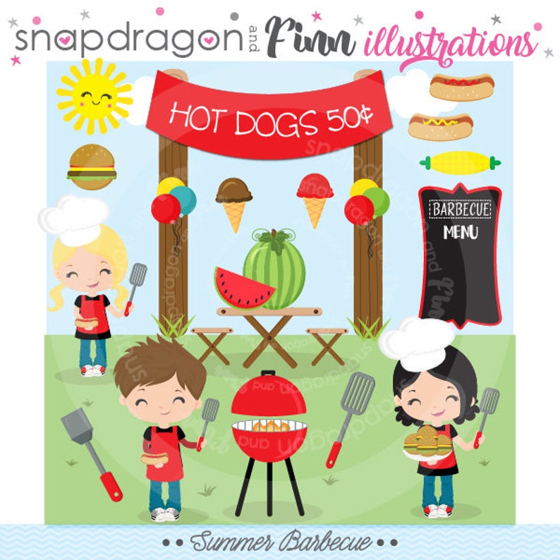 BUY5GET5 BBQ Clipart Barbecue Clipart Summer Picnic Clipart - Etsy