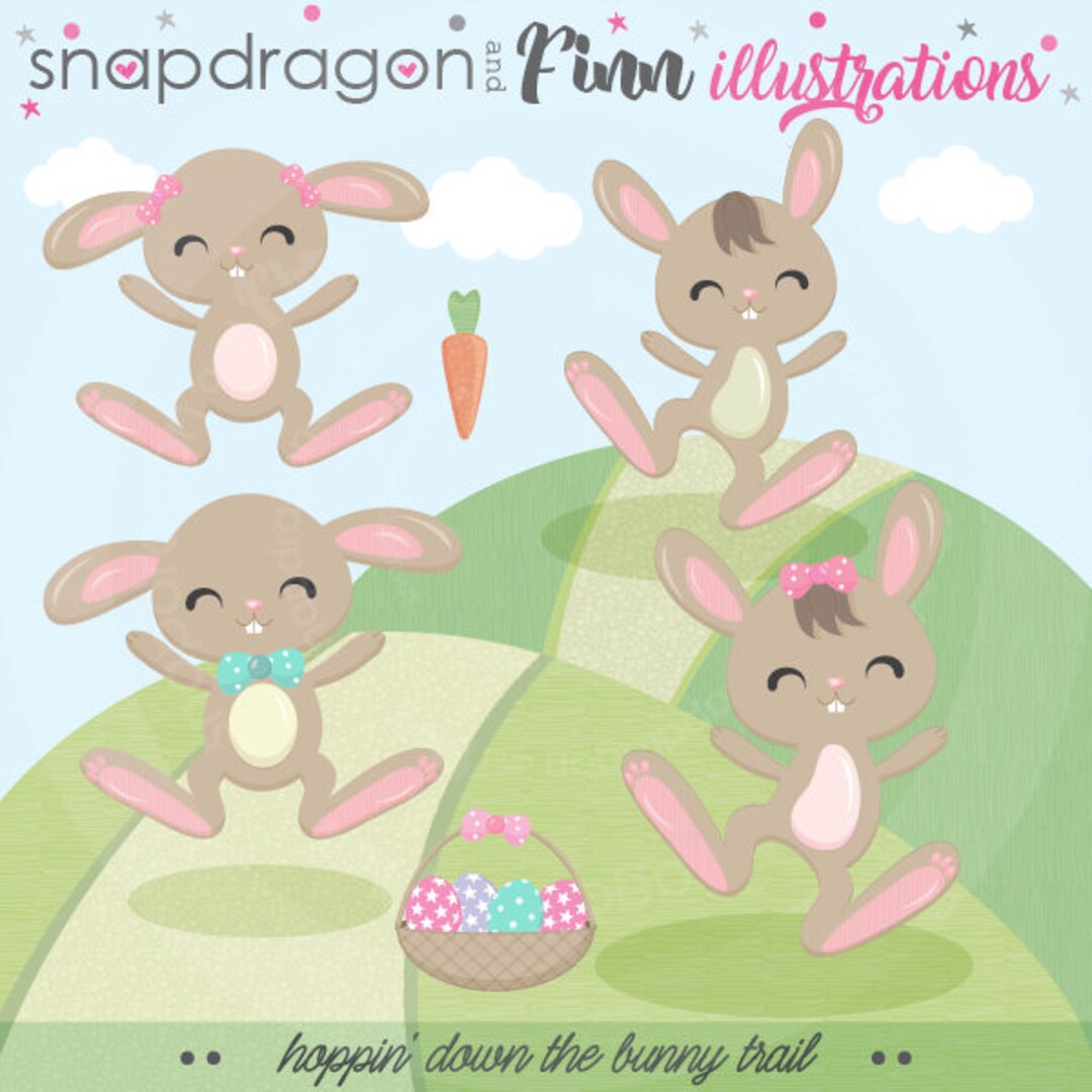 BUY5GET5 Easter Bunny Clipart, Easter Clipart, Cute Bunny Clipart ...