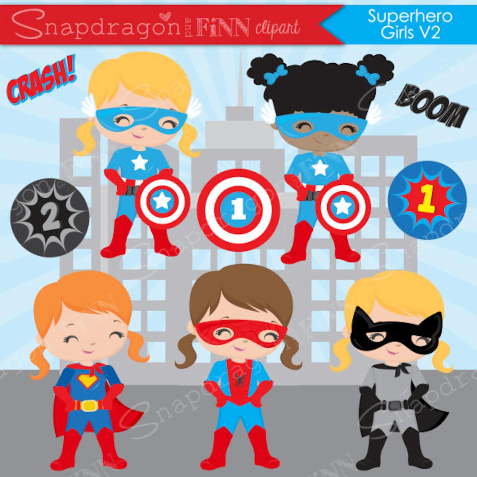 BUY5GET5 Superhero Girls Clipart, Hero Clipart, Superhero Vector ...