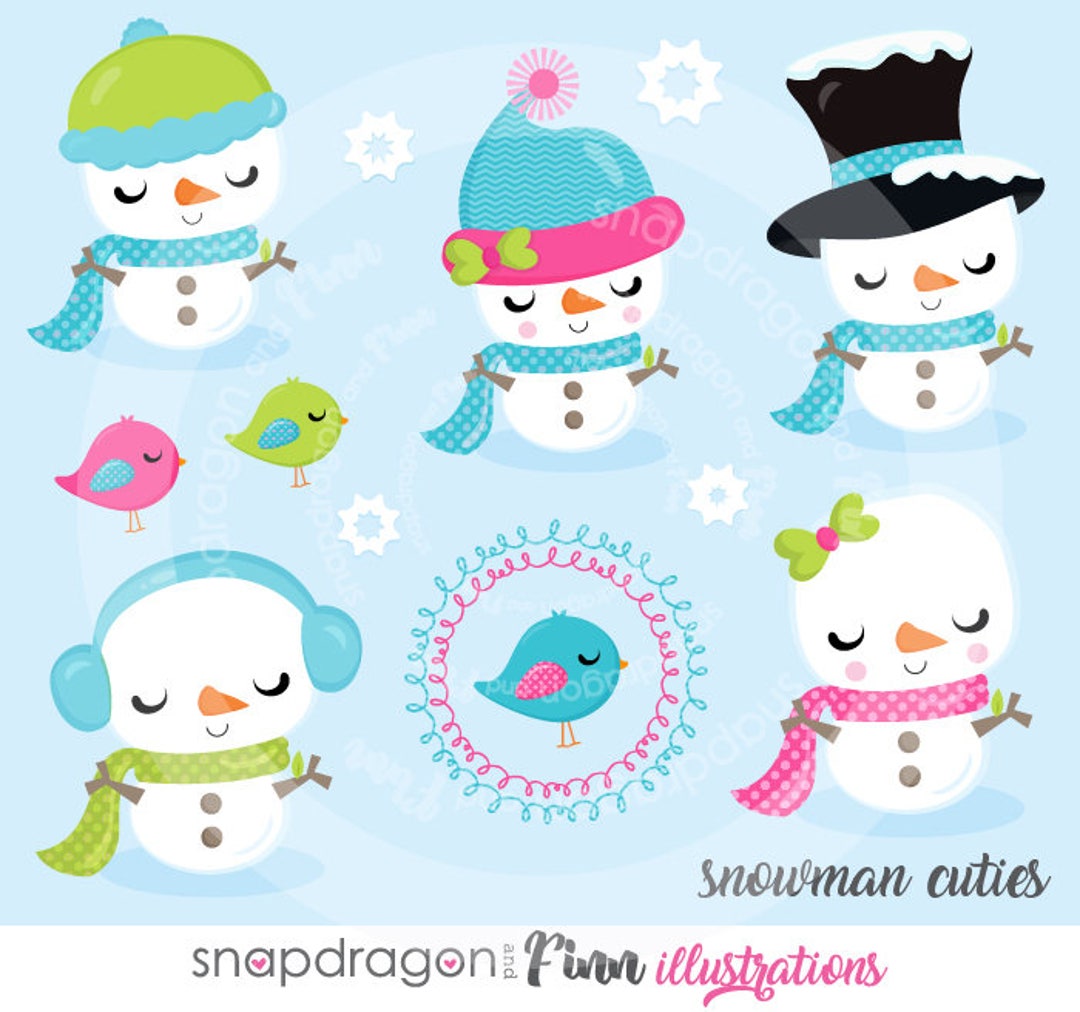 BUY5GET5 Snowman Clipart, Winter Clipart, Cute Snowman Clip Art ...