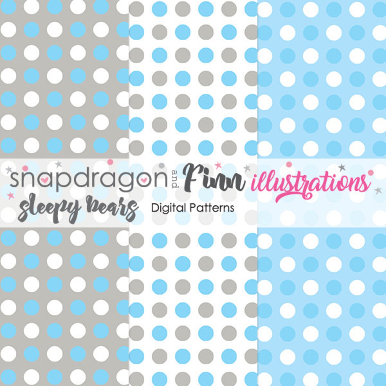 BUY5GET5 Blue Sleepy Bears Digital Papers, Cute Bear Pattern, Patchwork ...