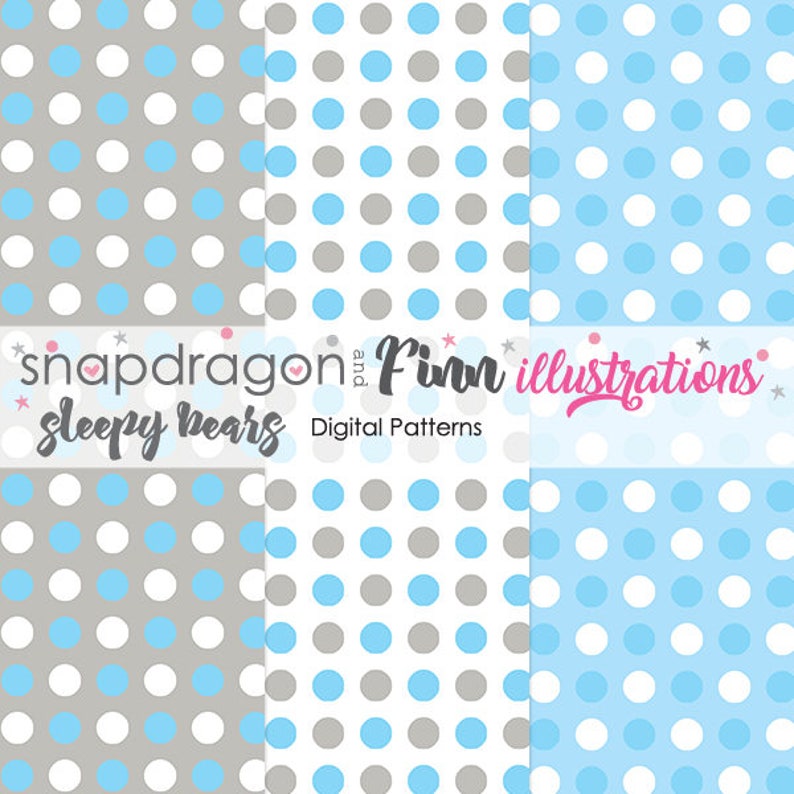 BUY5GET5 Blue Sleepy Bears Digital Papers, Cute Bear Pattern, Patchwork ...