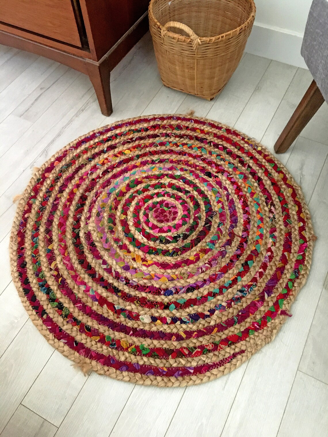 Vintage Braided Round Rag Rug/Jute Sisal Rug/Mandala | Etsy
