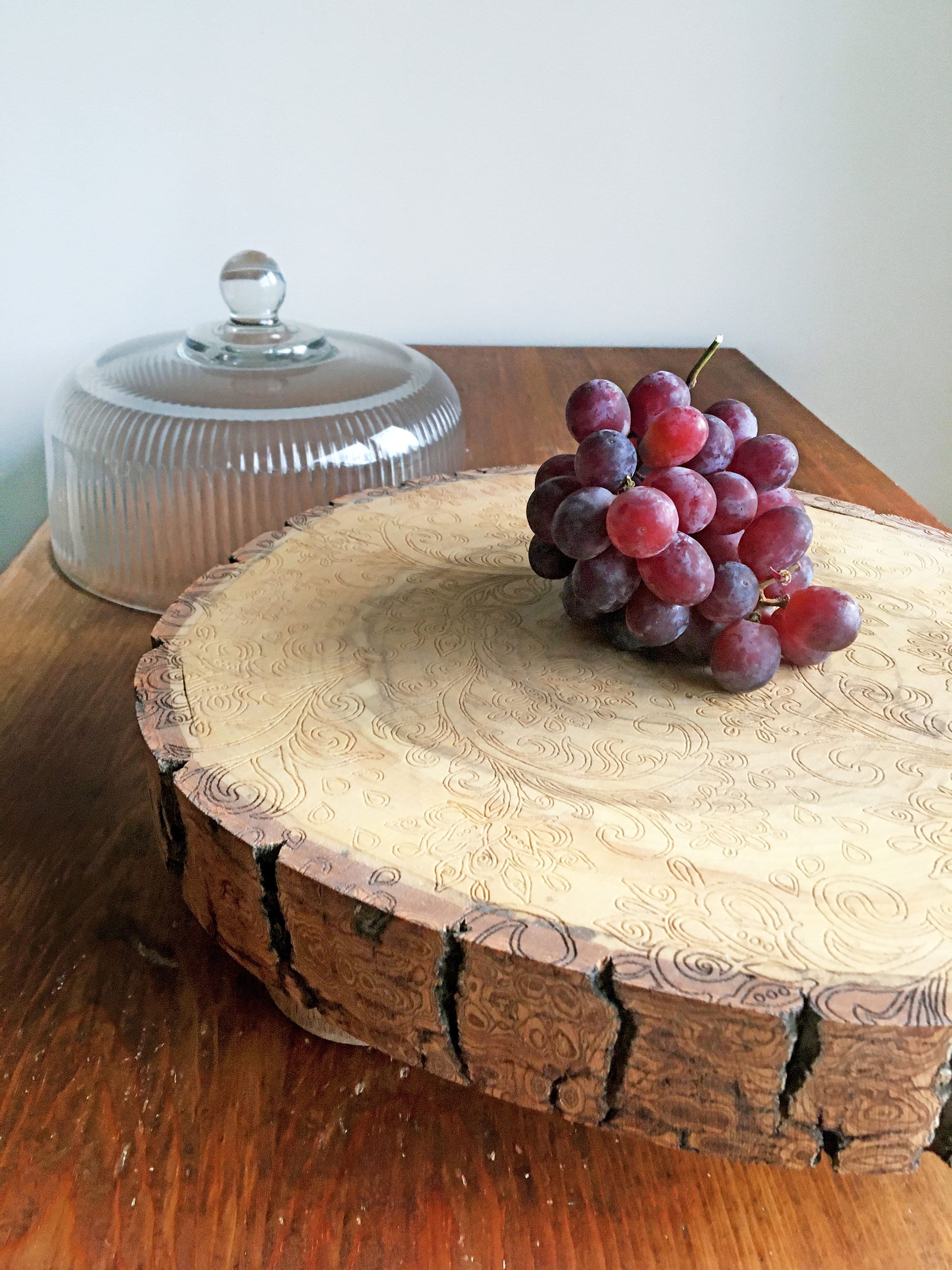 Large Wood Slice Cake Stand & Glass Dome/Charcuterie Board | Etsy