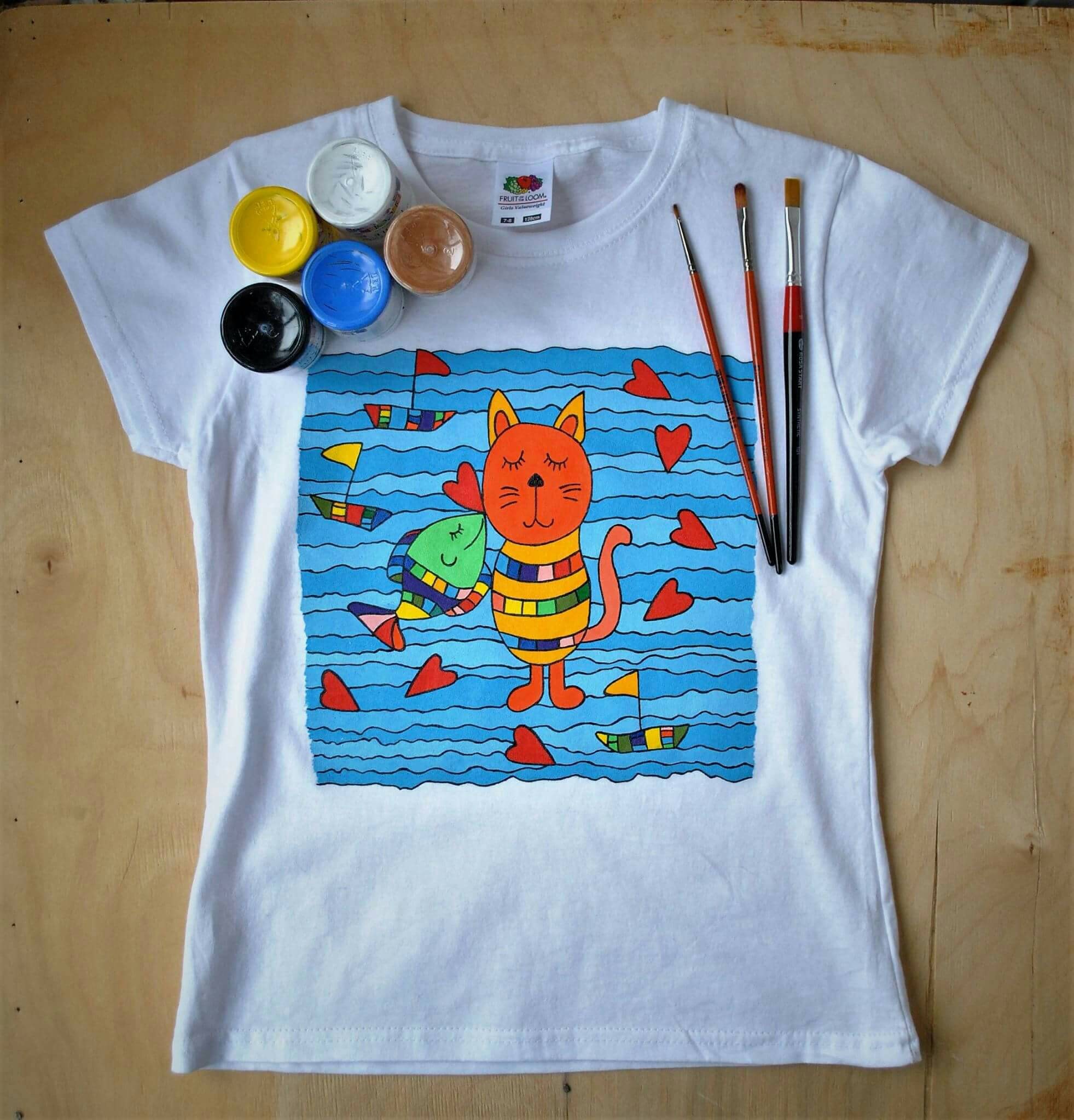 Kids funny t-shirt hand decorated t-shirt with kitty ballet | Etsy