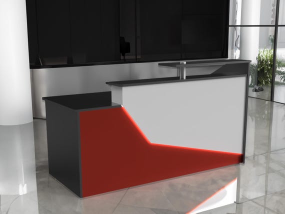 L Shaped Reception Desk Reception Counter With LED, Reception Counter ...