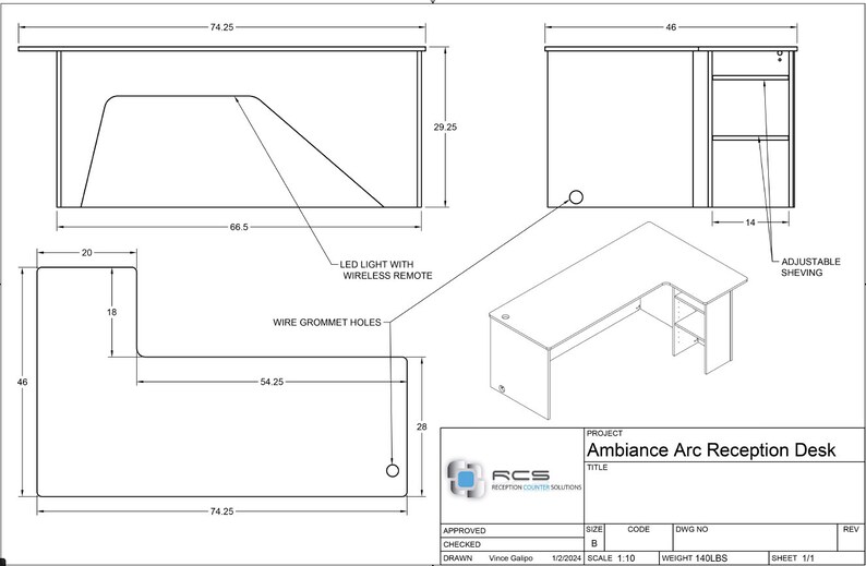 Ambiance Arc Reception Desk: Modern Office Sales Counter - Etsy