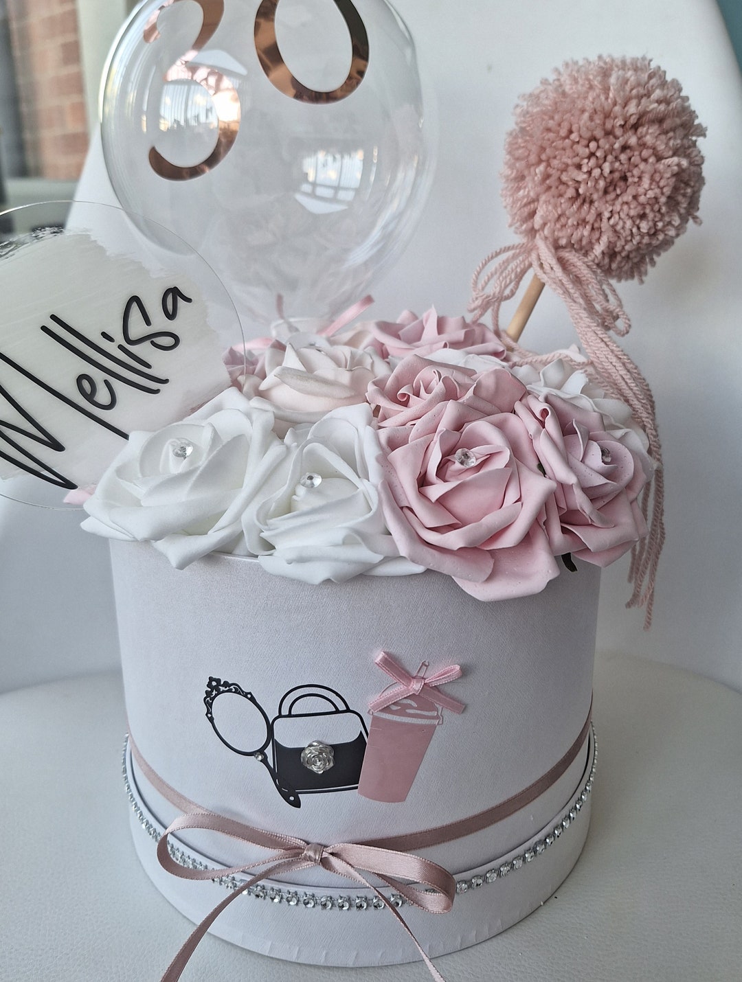 Birthday Flowers, Balloon Flowers, Artificial Bouquet, Flower Hat Box ...