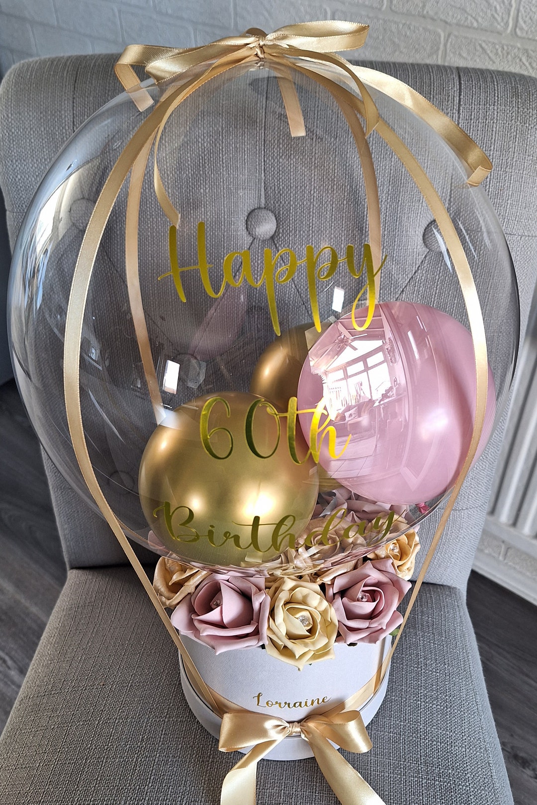 Hot Air Balloon Flower Box, Hat Box Flowers, Birthday Balloon ...