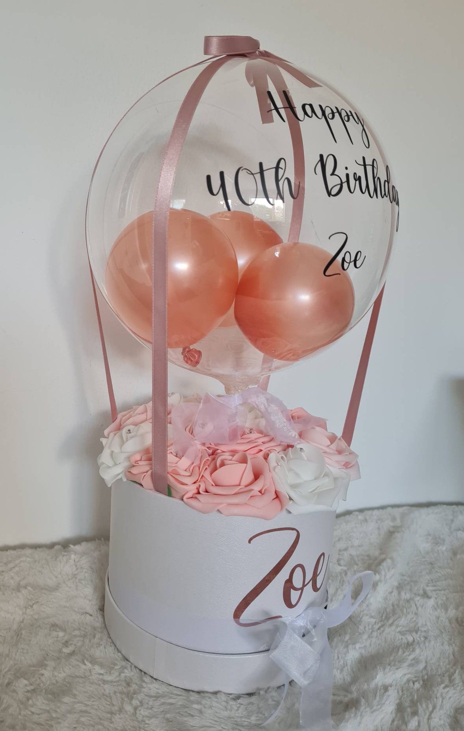 Hot Air Balloon Flower Box Hat Box Flowers Birthday Balloon - Etsy