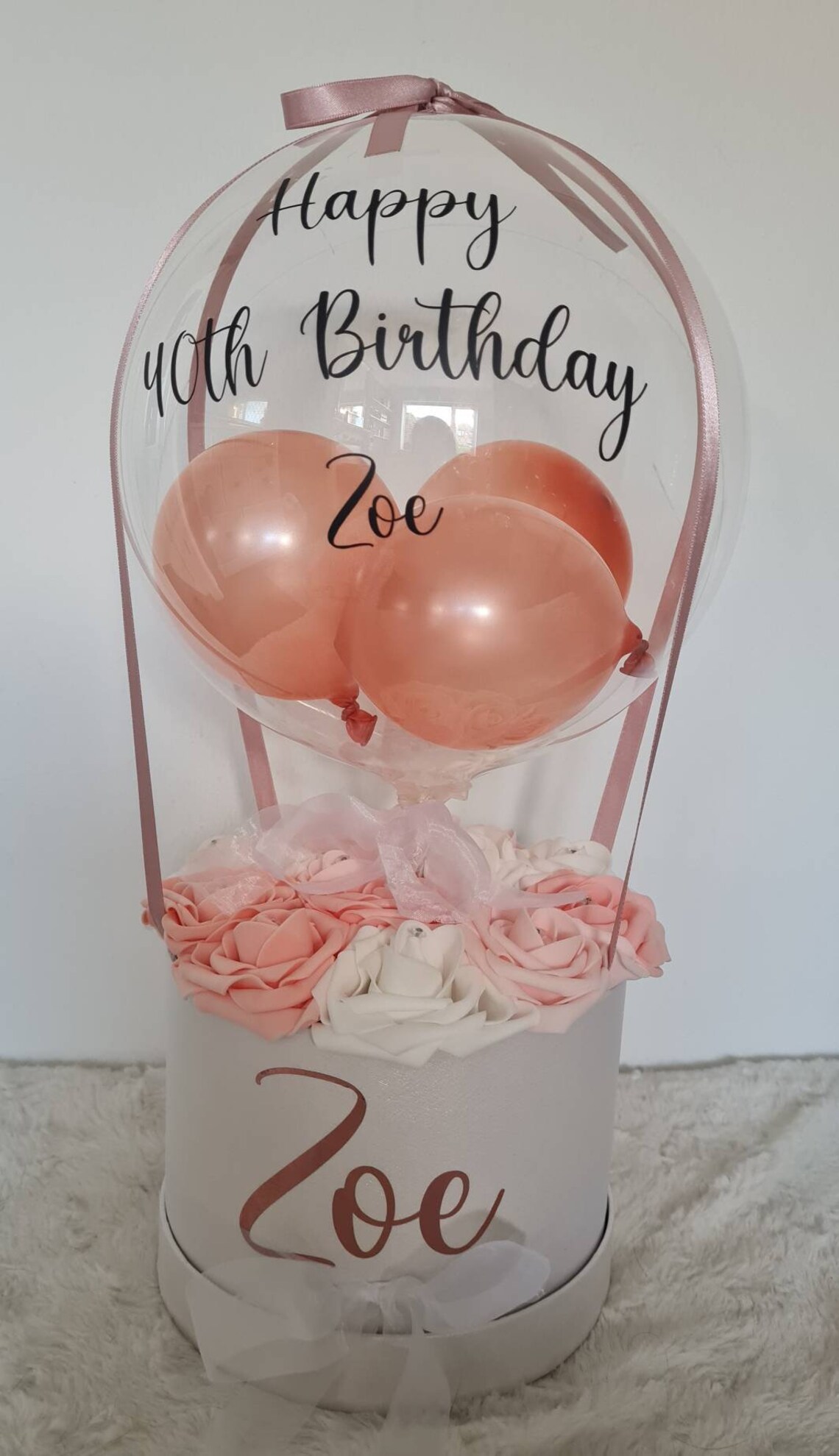 Hot Air Balloon Flower Box Hat Box Flowers Birthday Balloon - Etsy