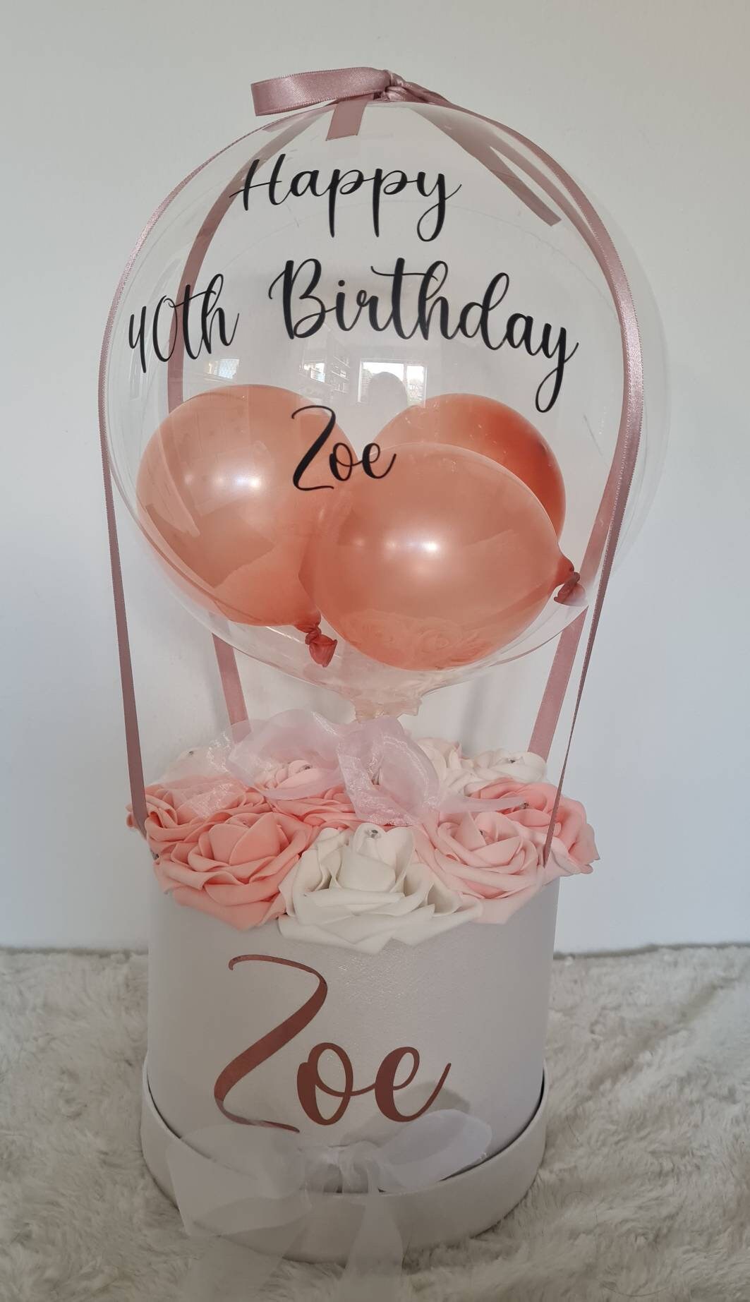 Hot Air Balloon Flower Box Hat Box Flowers Birthday Balloon - Etsy