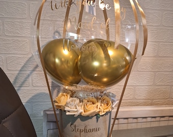 Hot Air Balloon Velvet Flower Box, Hat Box Flowers, Birthday Balloon ...