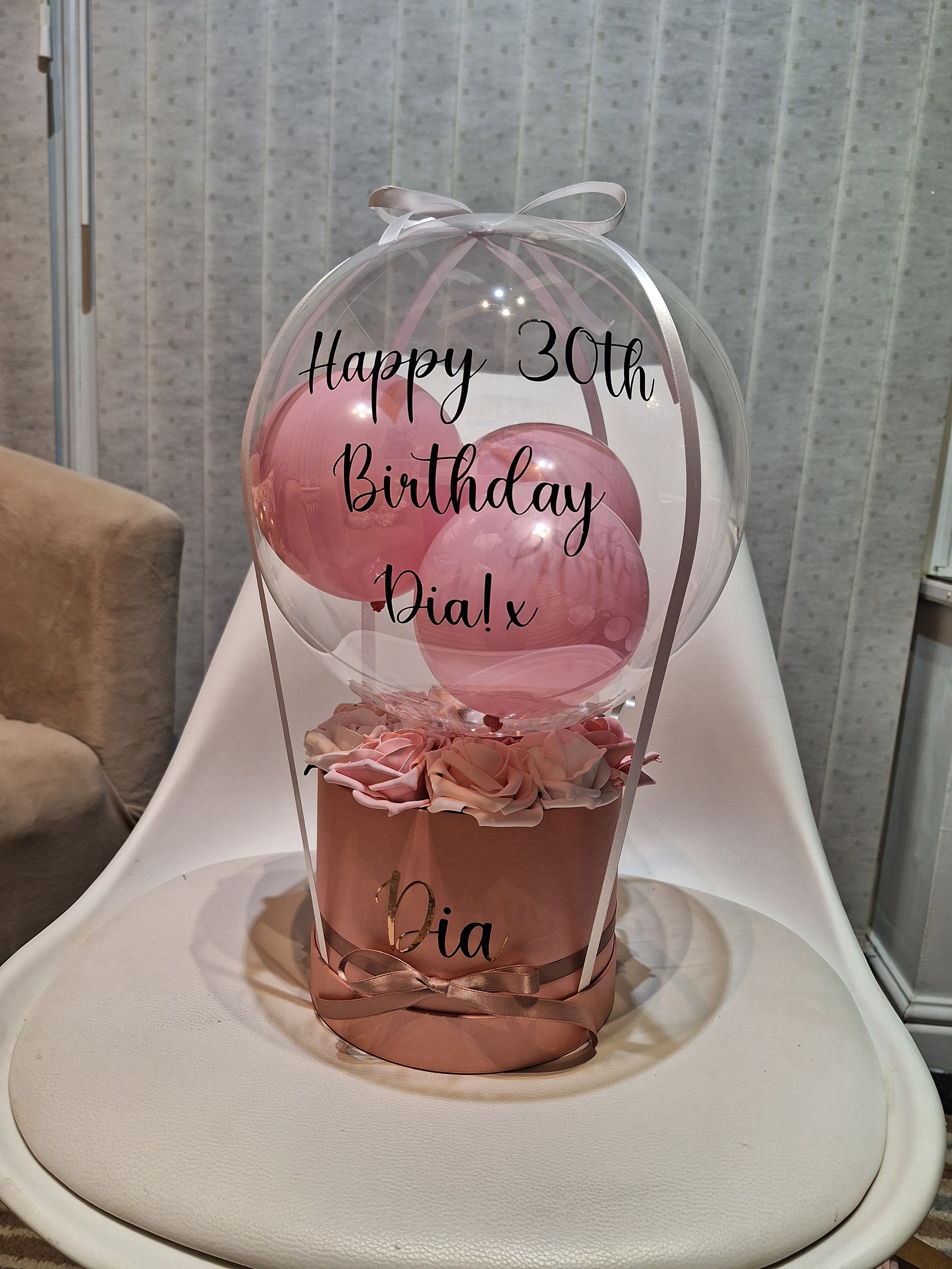 Hot Air Balloon Flower Box Hat Box Flowers Birthday Balloon - Etsy
