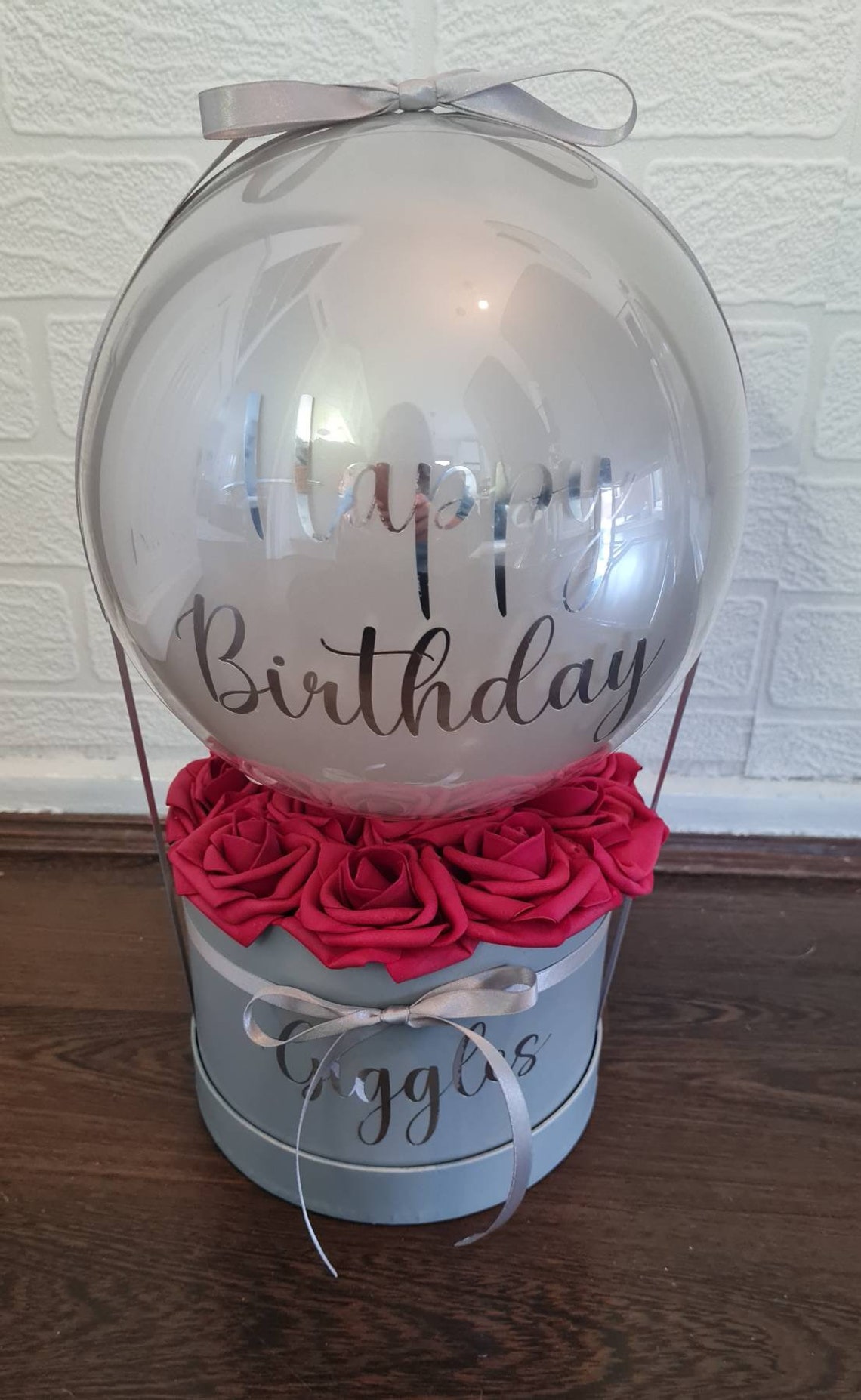 Hot Air Balloon Flower Box Hat Box Flowers Birthday Balloon - Etsy UK