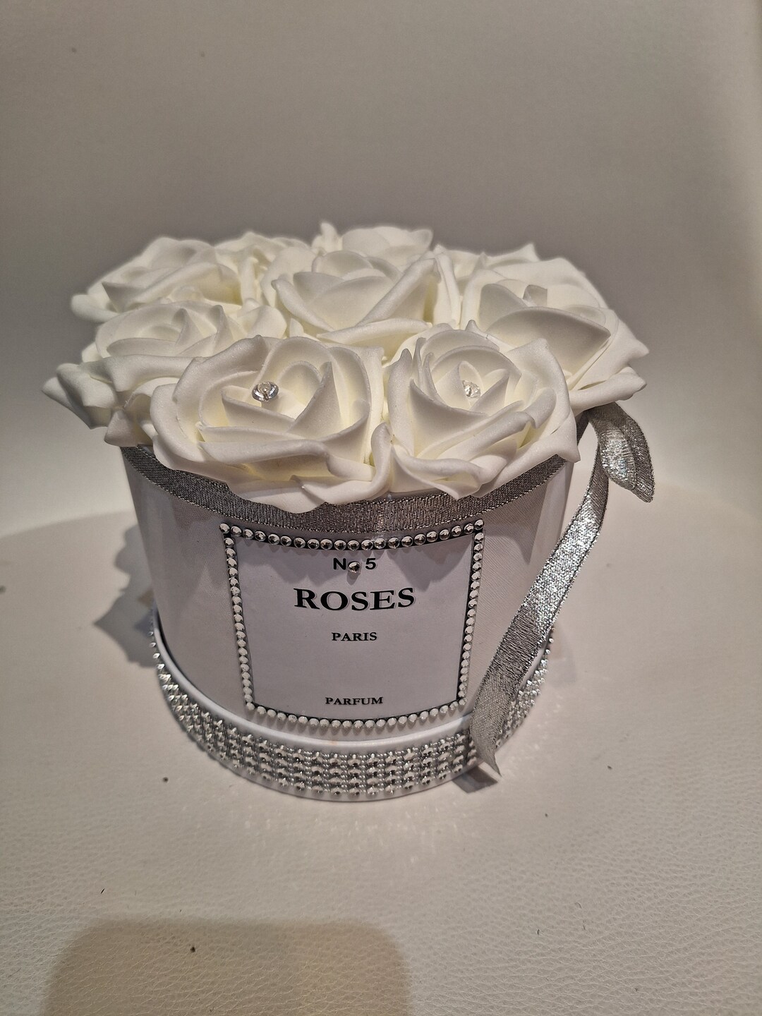 Diamante Rose Hat Box/ Bespoke Flower Hat Boxes / Rhinestones Flower ...
