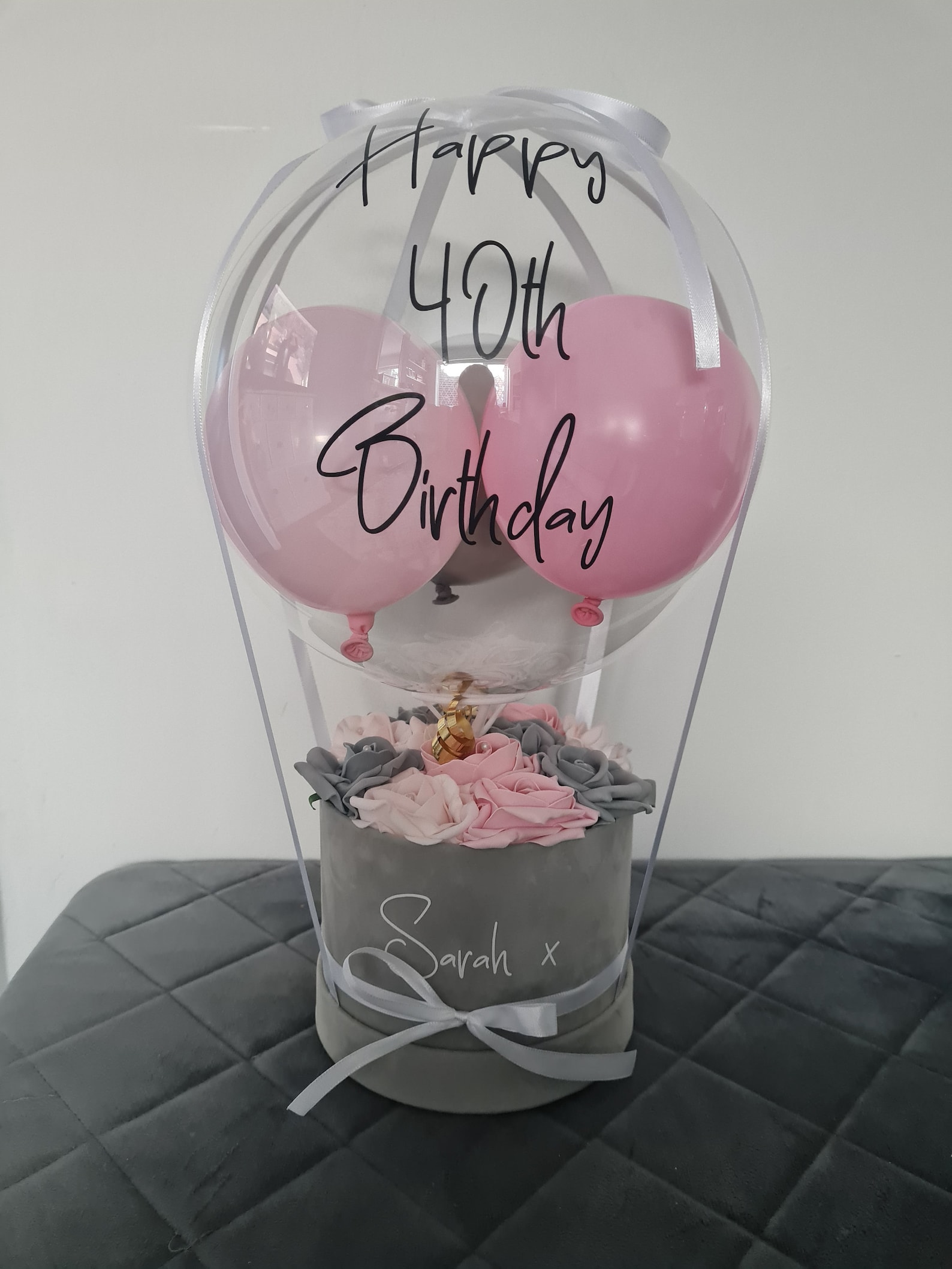 Hot Air Balloon Velvet Flower Box Hat Box Flowers Birthday - Etsy
